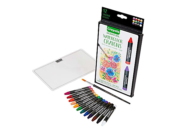 Crayola Signature Watercolor crayon assorted colors pack of 12 - Office ...