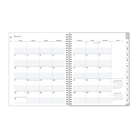 2027 Blue Sky Linen Stripe Gray WeeklyMonthly Planning Calendar 8.5x11 ...
