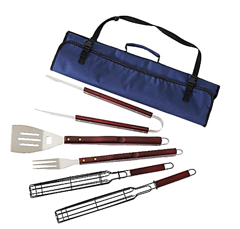 7 Piece BBQ And Kabob Set With Tote Navy - Office Depot
