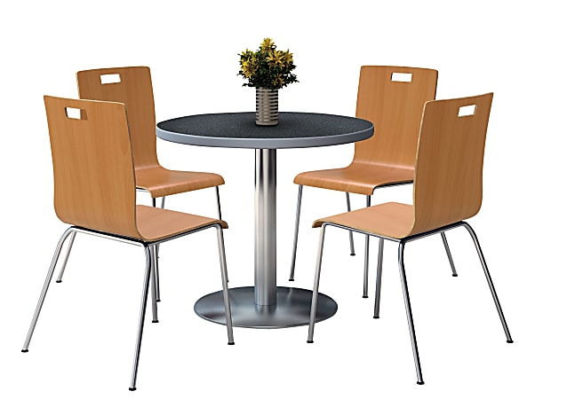 KFI Studios Jive Round Pedestal Table With 4 Stacking Chairs 29 H x 36 ...