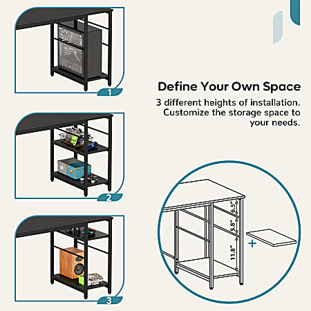 Bestier L Shaped Corner Computer Desk With Storage Shelf 3 Cable Holes ...
