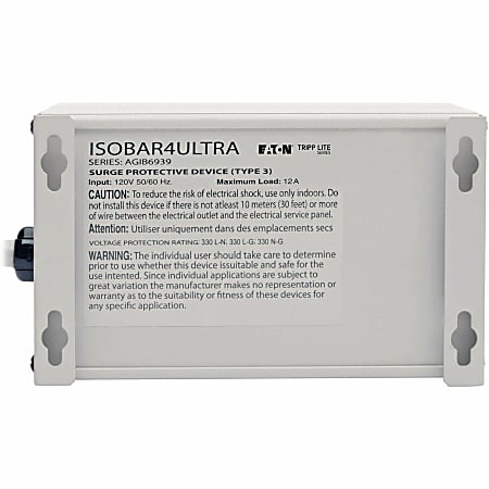 Tripp Lite Isobar Premium ISOBAR4ULTRA 4 Outlet Surge Suppressor 6 Cord - Office Depot
