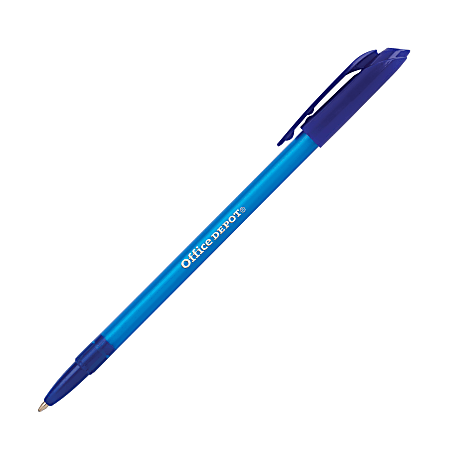 Office Depot Brand Ballpoint Stick Pens Medium Point 1.0 mm Blue Barrel ...
