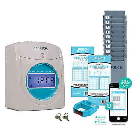 uPunch SB1200 Electronic Auto Align Punch Time Clock Bundle Unlimited ...