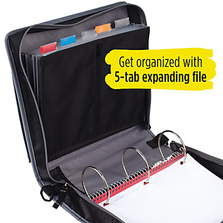 Five Star Zipper 3 Ring Binder 3 Round Rings BlackGray ODP Business Solutions