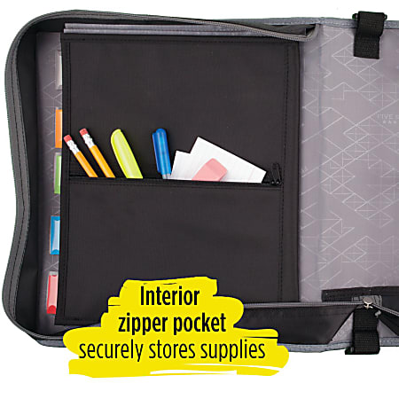 Five Star Zipper 3 Ring Binder 3 Round Rings BlackGray - Office Depot