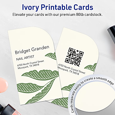 Avery Print To The Edge Business Cards With Sure Feed Technology 2 x3 ...