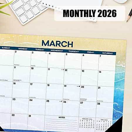 2026 Willow Creek Press Monthly Desk Pad Calendar 12 x 17 Beaches ...