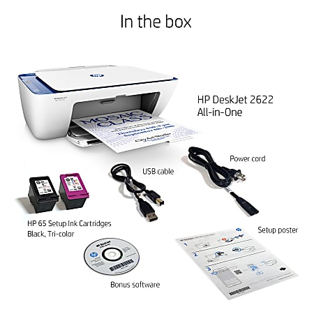 HP DeskJet 2622 Wireless Inkjet All In One Color Printer - Office Depot
