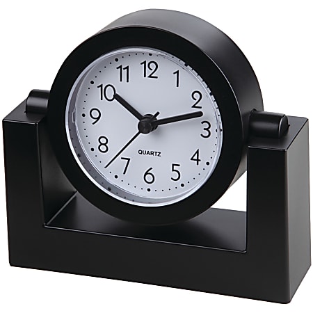 Timekeeper Desktop Swivel Clock Black Frame w White Face Black Analog ...