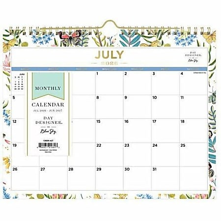 2026 2027 Blue Sky DD Flutter Monthly Safety Wirebound Wall Calendar 11 ...