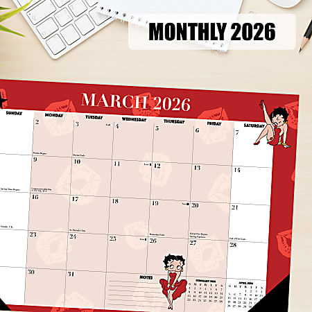 2026 Willow Creek Press Monthly Desk Pad Calendar 12 x 17 Betty Boop January To December 57087 ...