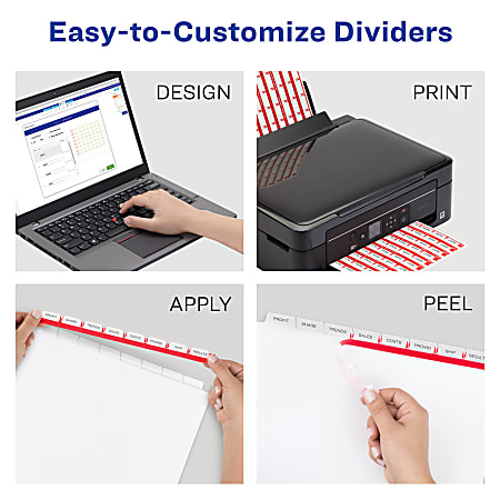 Avery 8 Tab Plastic Dividers For 3 Ring Binder Easy Print Apply Clear ...
