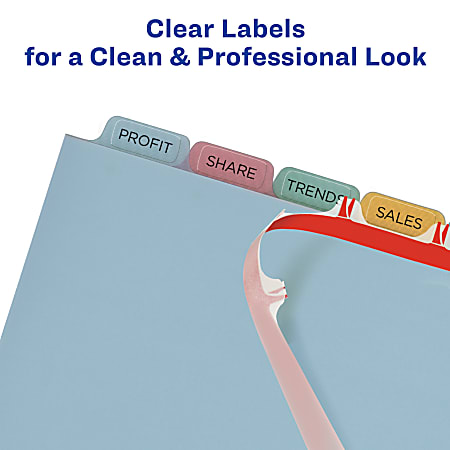 Avery 8 Tab Plastic Dividers For 3 Ring Binder Easy Print Apply Clear ...