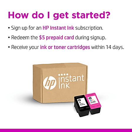 HP Instant Ink 5 Prepaid Card for Ink and Toner Monthly Subscription ...