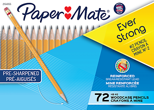 Paper Mate Everstrong Break Resistant Pencils 2 Lead Yellow Pack Of 72 Pre Sharpened Pencils ...