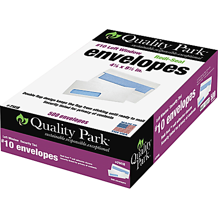 Quality Park 10 Redi Seal Security Window Envelopes Bottom Left Window ...