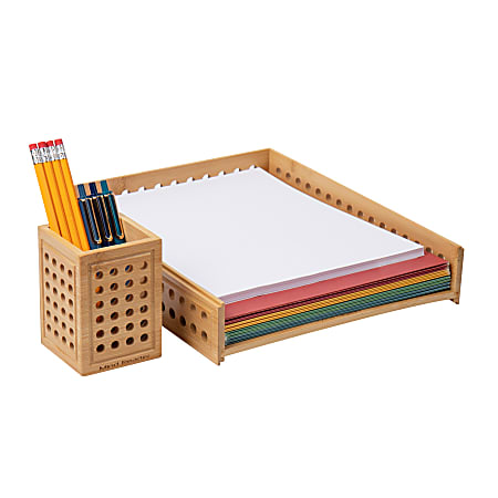 Mind Reader Lattice Collection Paper Tray And Pen Cup Set Brown ...