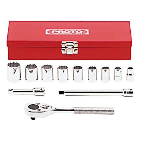 PROTO Torqueplus 12 Piece Socket Set SAE 38 Drive - Office Depot