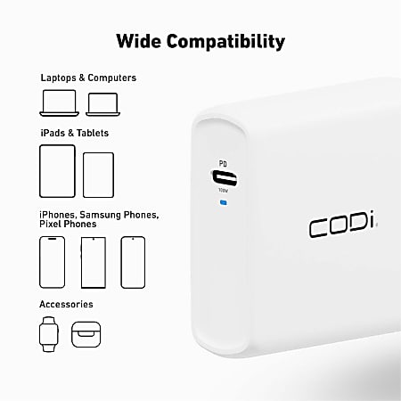 CODi 100W Wall USB C Charger with 6.5ft USB2.0 EPR Braided Cable A01118 ...