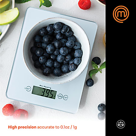 MasterChef 11 Lb Tempered Glass Digital Kitchen Scale 7 x 34 Silver ...