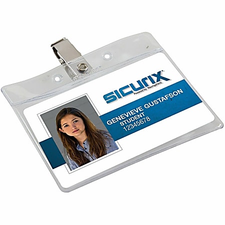 Baumgartens Horizontal Badge Holder With Clip 2 12 x 3 12 Clear Pack Of ...