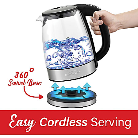 Brentwood 1.79 Qt Cordless Digital Electric Glass Kettle With 6 Precise ...
