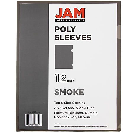 JAM Paper Plastic Sleeves 9 x 11 12 1 Capacity Smoke Gray Pack Of 12 ...