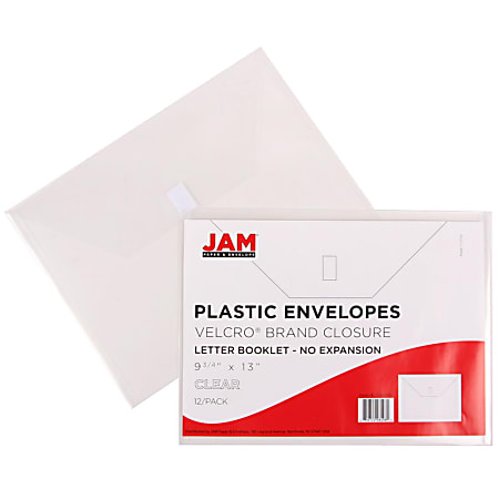 JAM Paper Plastic Booklet Envelopes Letter Size 9 34 x 13 Hook Loop ...