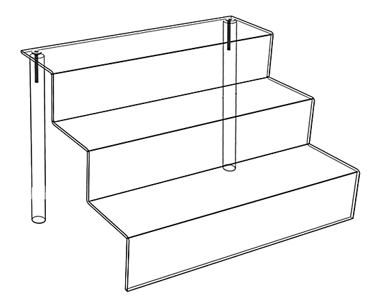 Azar Displays 3 Tier Counter Step Displays 6 H x 9 W x 6 14 D Clear ...
