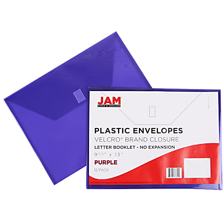 JAM Paper Plastic Booklet Envelopes Letter Size 9 34 x 13 Hook Loop ...