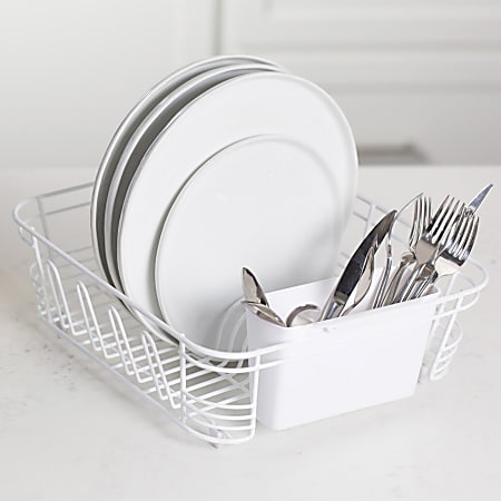 Better Houseware 2 Piece Dish Drainer 5 H x 13 W x 14 12 D White ...