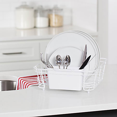 Better Houseware 2 Piece Dish Drainer 5 H x 13 W x 14 12 D White ...