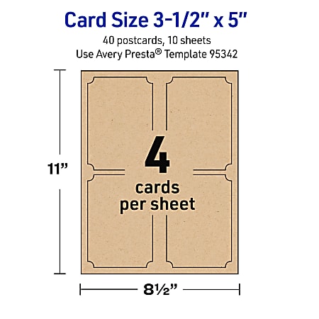 Avery Printable Postcards 3 12 x 5 Rectangle Scalloped Edge Kraft Brown ...