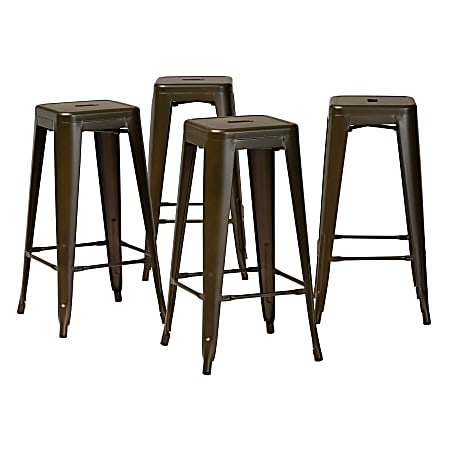 Baxton Studio Horton 4 Piece Stackable Bar Stool Set Gunmetal - Office ...