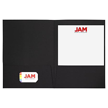 JAM Paper 2 Pocket Linen Presentation Folders 9 x 12 Black Pack Of 6 ...