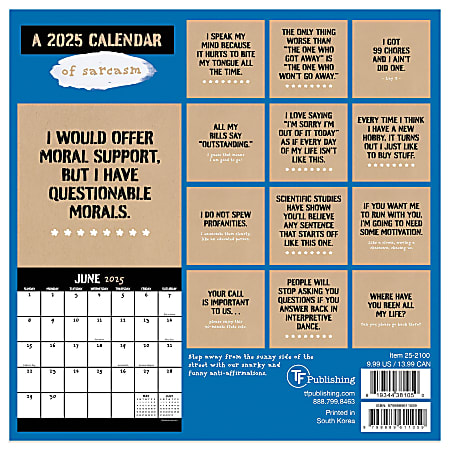 2025 TF Publishing Monthly Mini Wall Calendar 7 x 7 Anti Affirmations ...