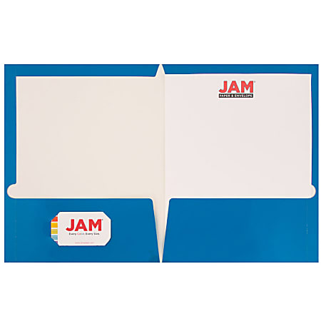 JAM Paper Glossy 2 Pocket Presentation Folders Blue Pack of 6 - Office ...