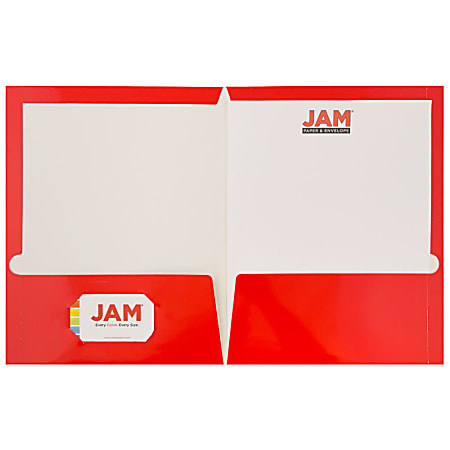 JAM Paper Glossy 2 Pocket Presentation Folders Red Pack of 6 - Office Depot