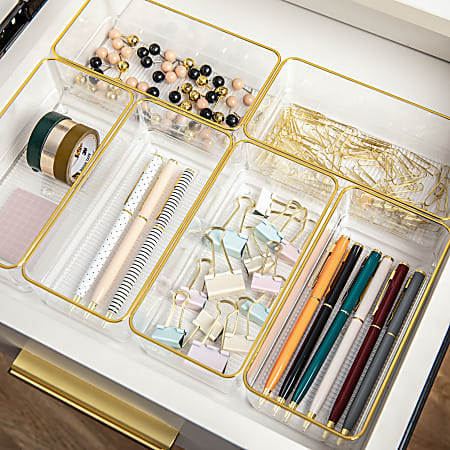 Martha Stewart Kerry Plastic Stackable Office Desk Drawer Organizers 2 ...