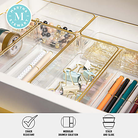 Martha Stewart Kerry Plastic Stackable Office Desk Drawer Organizers 2 ...