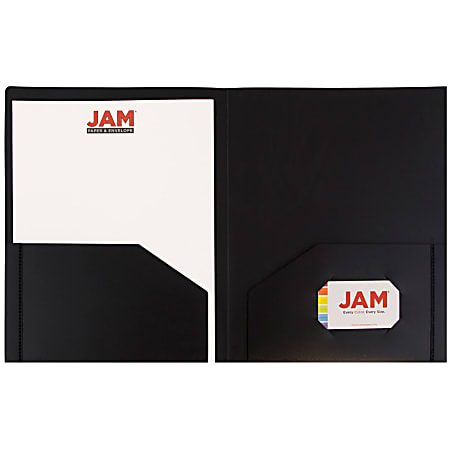 JAM Paper Heavy Duty 2 Pocket Plastic Presentation Folders 9 x 12 Black ...