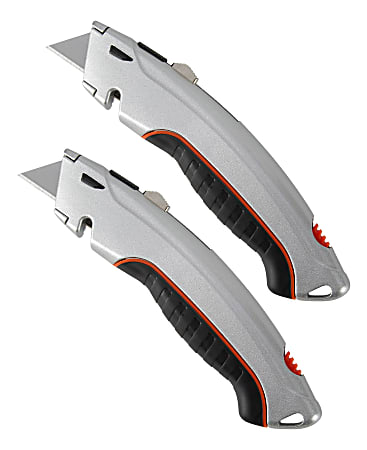 Office Depot Brand Retractable Steel Utility Knives Silver Pack Of 2 ...