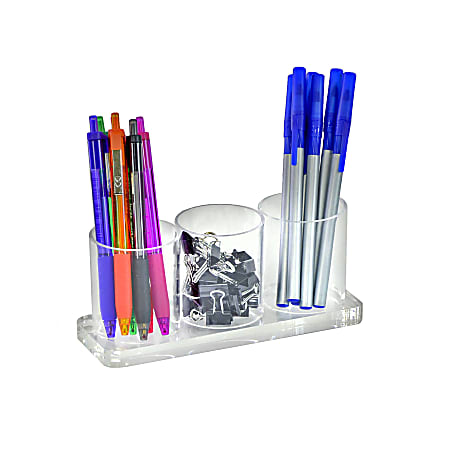 Azar Displays Acrylic Deluxe 3 Cup Holder 3 H x 7 W x 2 12 D Clear ...