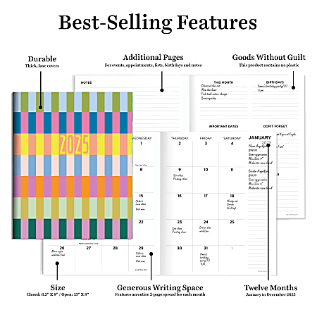 2025 TF Publishing Medium Monthly Planner 6 12 x 8 Color Stacks January ...