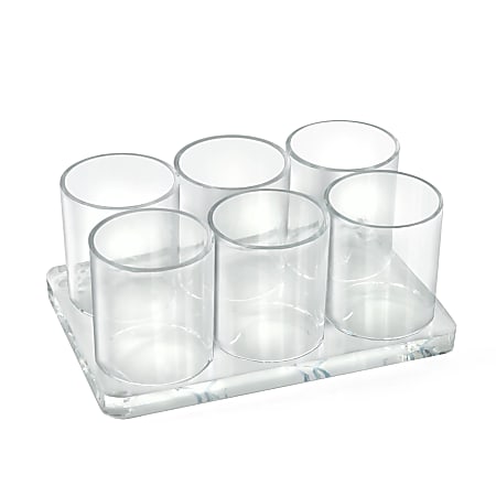 Azar Displays Acrylic Deluxe 6 Cup Holder 3 H x 7 W x 4 34 D Clear ...