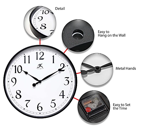 Infinity Instruments Office Round Wall Clock 18 Black - Office Depot