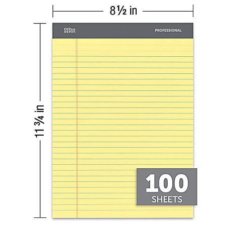 Office Depot Brand Professional Writing Pads 8 12 x 11 34 LegalWide ...