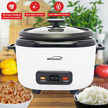 Brentwood RC 5016W 8 Cups Uncooked16 Cups Cooked Electric Rice Cooker ...