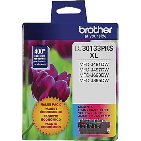 Brother LC3013 Cyan Magenta Yellow Ink Cartridges Pack Of 3 LC30133PKS ...